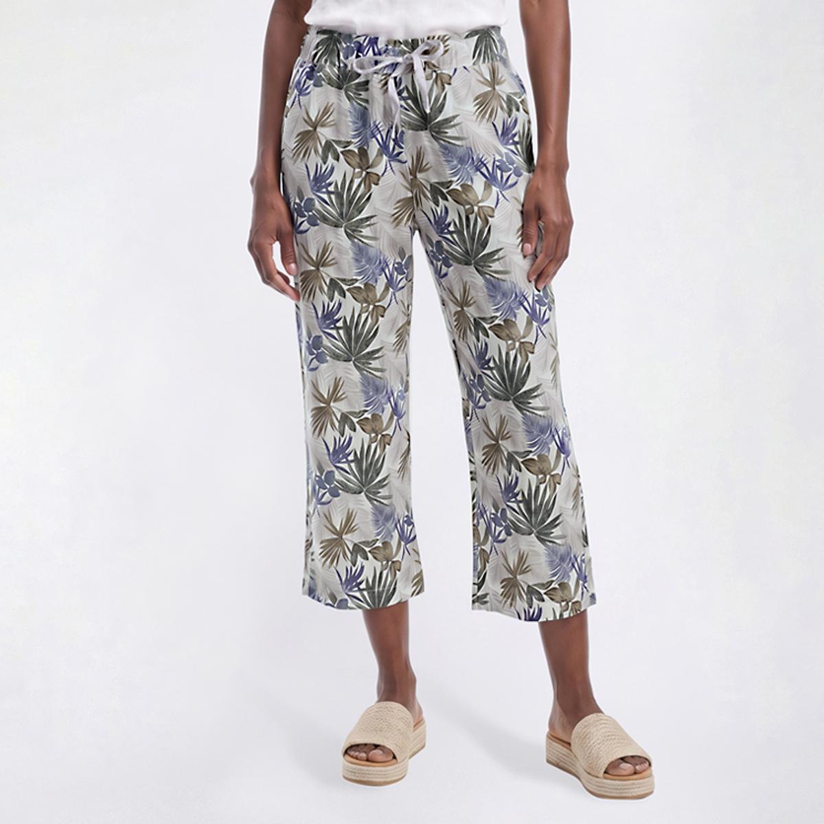 Click here for Womens da-sh Linen Tropical Leaf Capris prices